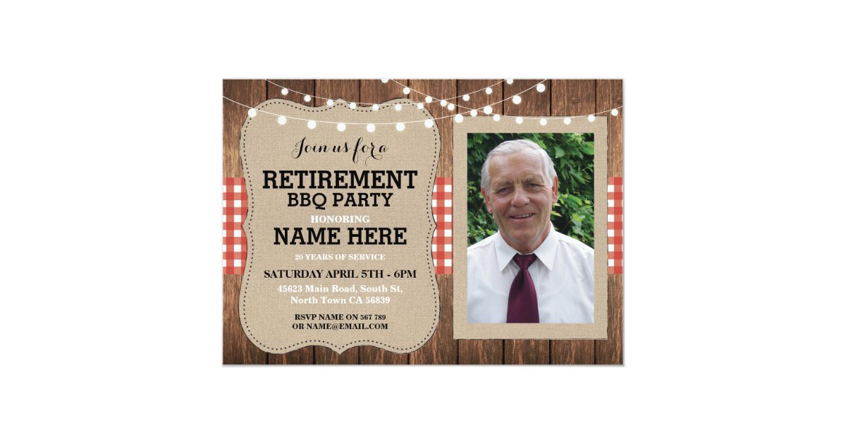 Retirement Invitation Photo Party BBQ Red Invite | Zazzle.com