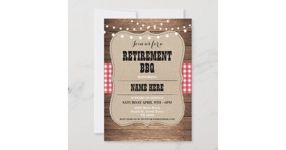 Retirement Invitation Retired Party BBQ Red Invite | Zazzle