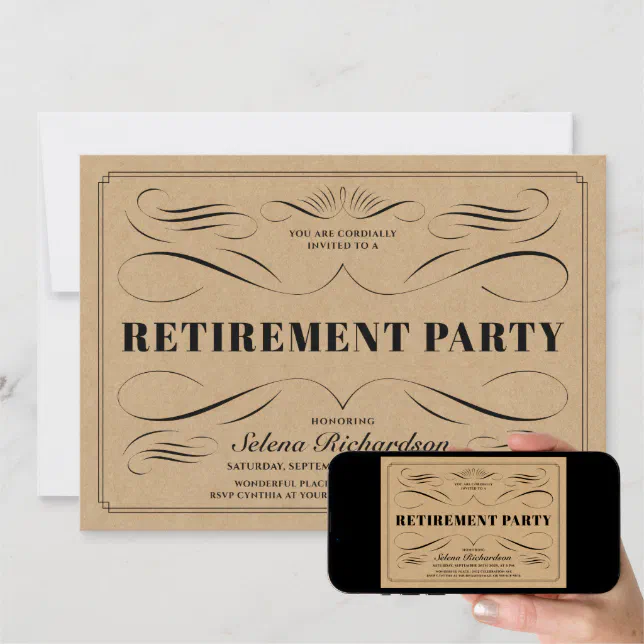 Retirement Invitations - Vintage Scrollwork | Zazzle