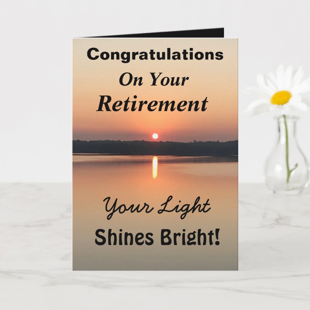 Retirement Light Shines Bright Sunset Sunshine Card | Zazzle