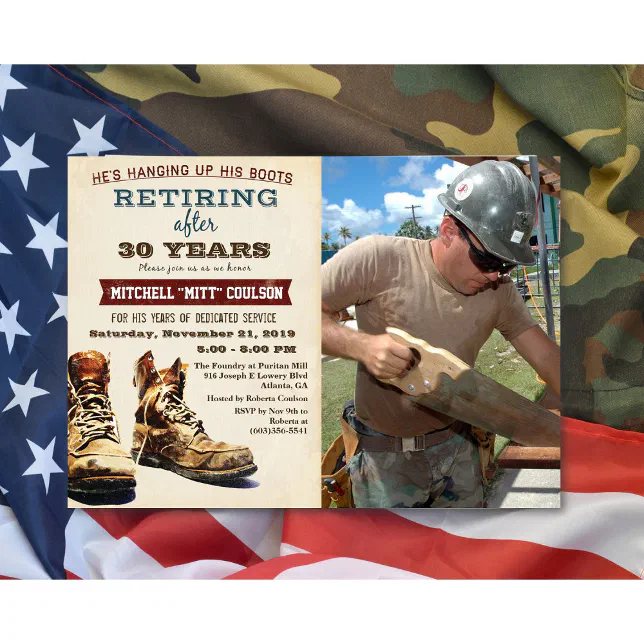 Retirement Military Construction Invitation | Zazzle