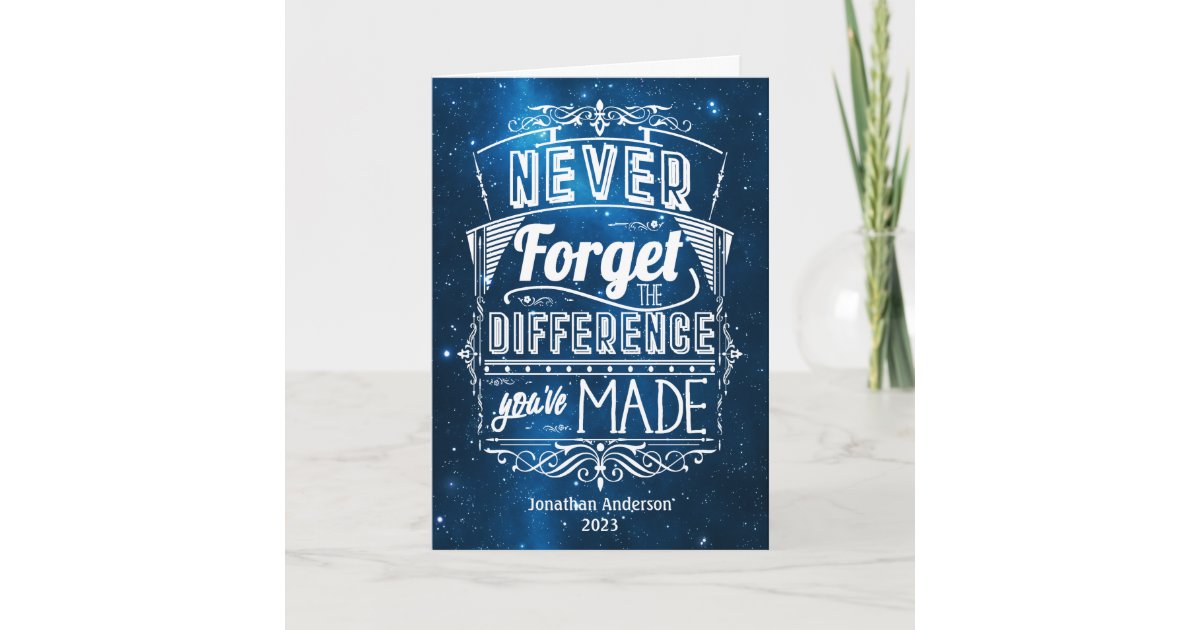 Retirement Never Forget Blue Space Card | Zazzle