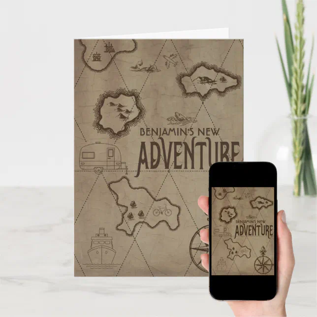 Retirement New Adventure Map Congratulations Card | Zazzle