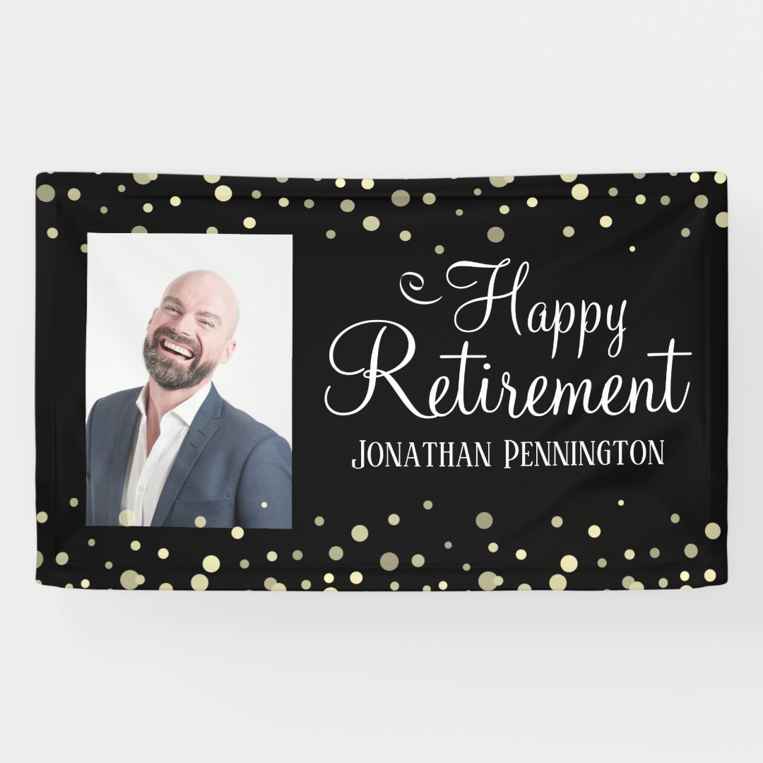 Retirement One Photo Fun Confetti Banner | Zazzle