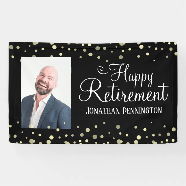 Retirement One Photo Fun Confetti Banner | Zazzle