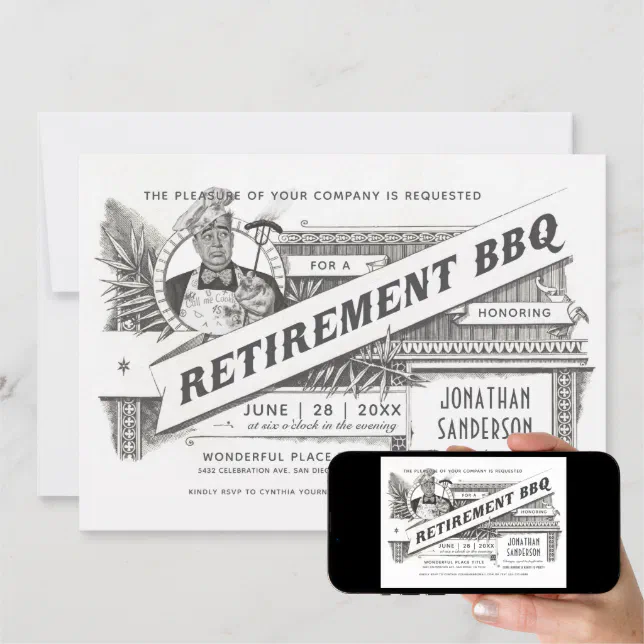 Retirement Party BBQ Invitations | Supreme Vintage | Zazzle