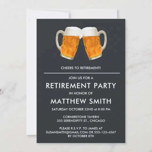 Retirement Party Beer Cheers Invitation | Zazzle