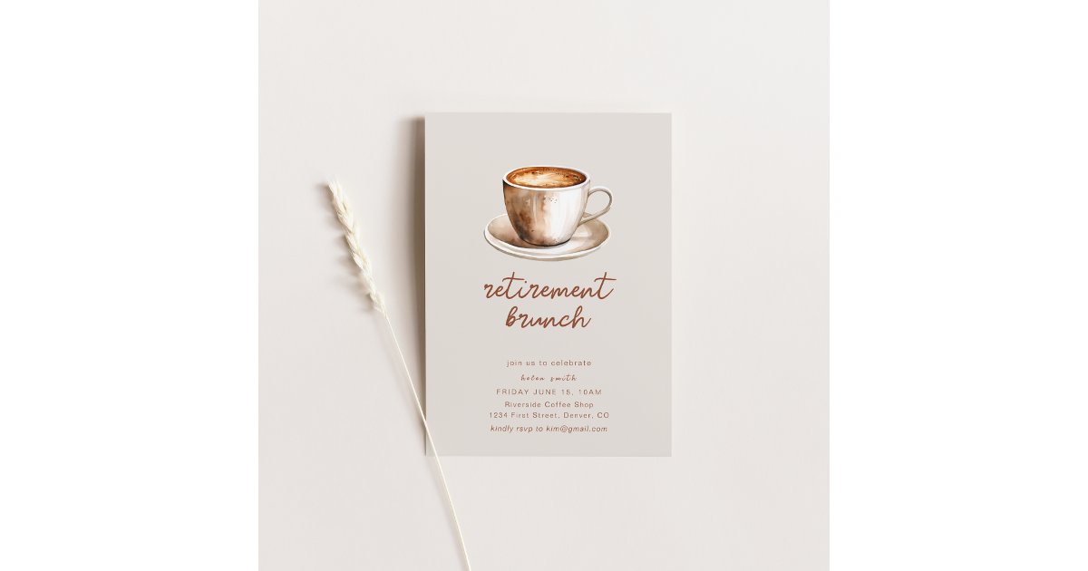 Retirement Party Brunch with Coffee Invitation | Zazzle