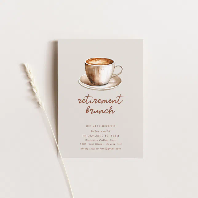 Retirement Party Brunch with Coffee Invitation | Zazzle