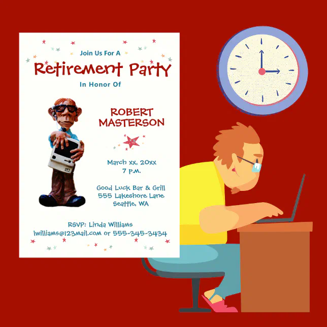 Retirement Party Celebration Funny Computer Geek Invitation | Zazzle