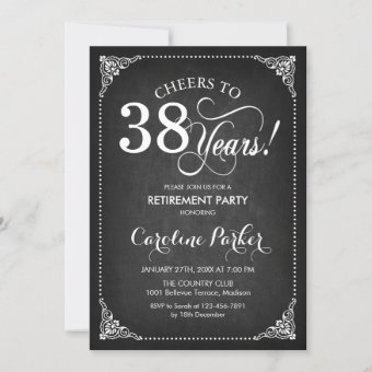 Retirement Party - Chalkboard White Invitation | Zazzle