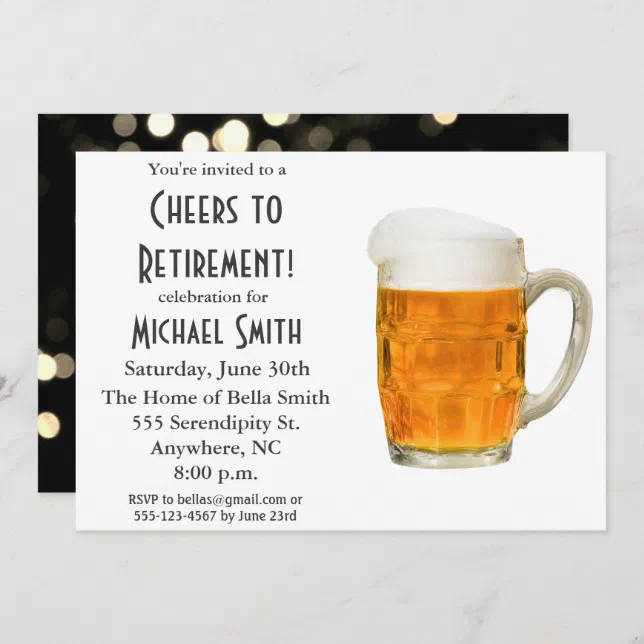 Retirement Party Cheers Beer Modern Celebration Invitation | Zazzle