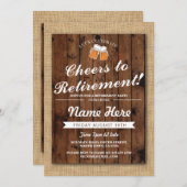 Retirement Party Cheers Beers Wood Pub Invite | Zazzle