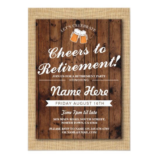 Retirement Party Cheers Beers Wood Pub Invite | Zazzle.com