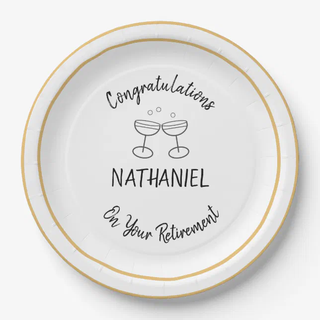 Retirement Party Congratulations Custom Name Paper Plates | Zazzle