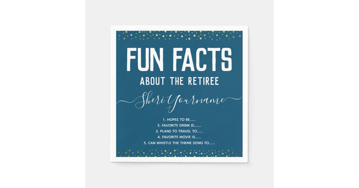 Retirement Party Fun Facts Unisex Gold Confetti Napkins | Zazzle