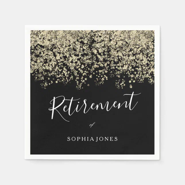 Retirement Party Gold Glitter Confetti Napkins | Zazzle