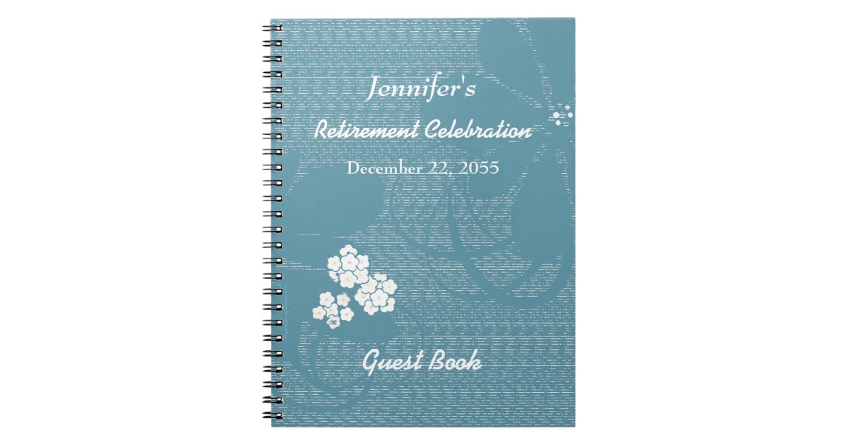 Retirement Party Guest Book Blue, White Floral | Zazzle