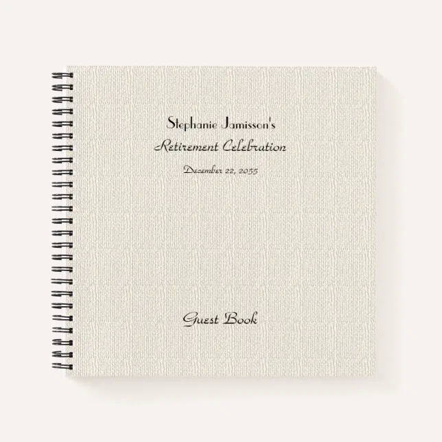 Retirement Party Guest Book, Faux Textured Burlap Notebook | Zazzle