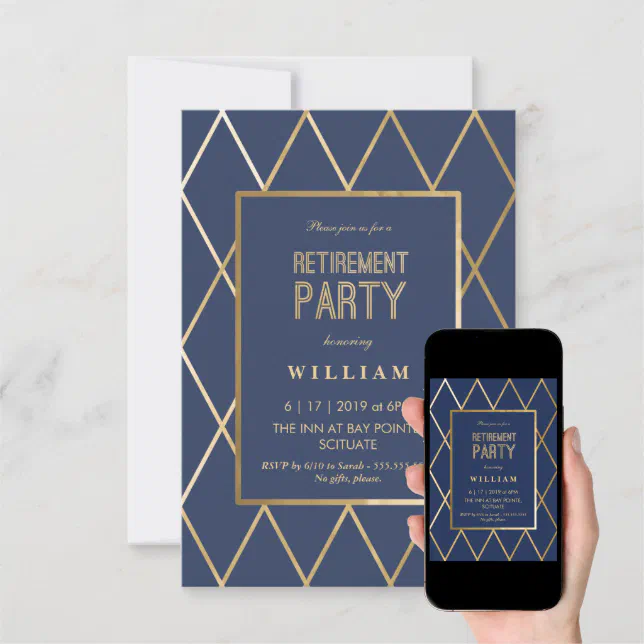 Retirement Party Invitation - Gold Elegant, Trendy | Zazzle