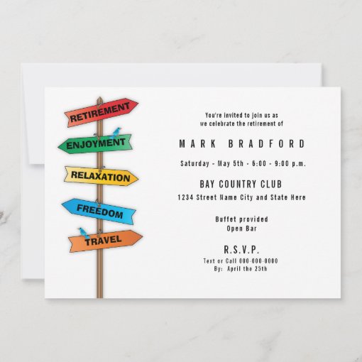 Retirement Party Invitation Road Signs WHITE Name | Zazzle