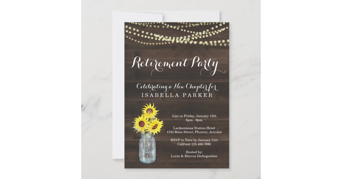 Retirement Party Invitation - Rustic Sunflower | Zazzle
