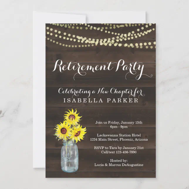 Retirement Party Invitation - Rustic Sunflower | Zazzle