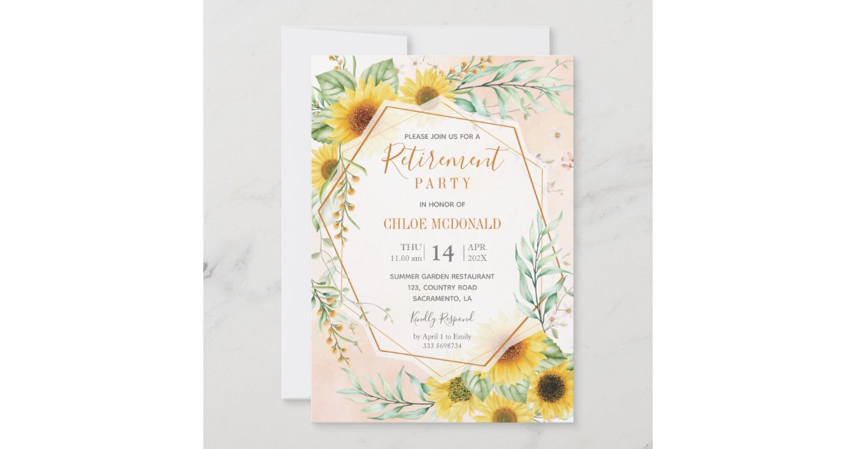 Retirement Party invitation with sunflowers | Zazzle