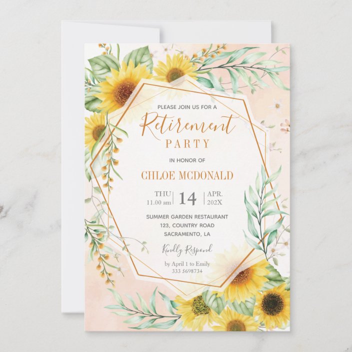 Retirement Party invitation with sunflowers | Zazzle.com