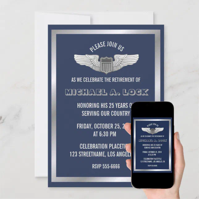 Retirement Party Invitations for Air Force Pilot | Zazzle