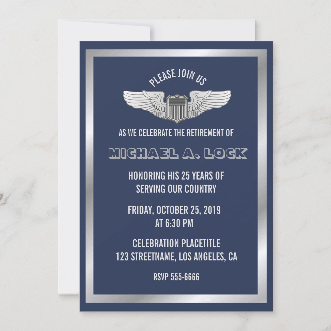 Retirement Party Invitations for Air Force Pilot | Zazzle