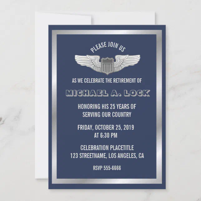 Retirement Party Invitations for Air Force Pilot | Zazzle
