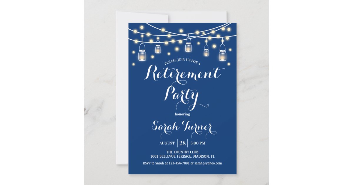 Retirement Party - Navy Blue Invitation | Zazzle