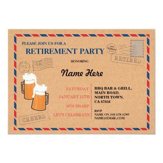 Retirement Party Postal Post Card Retired Invite | Zazzle.com