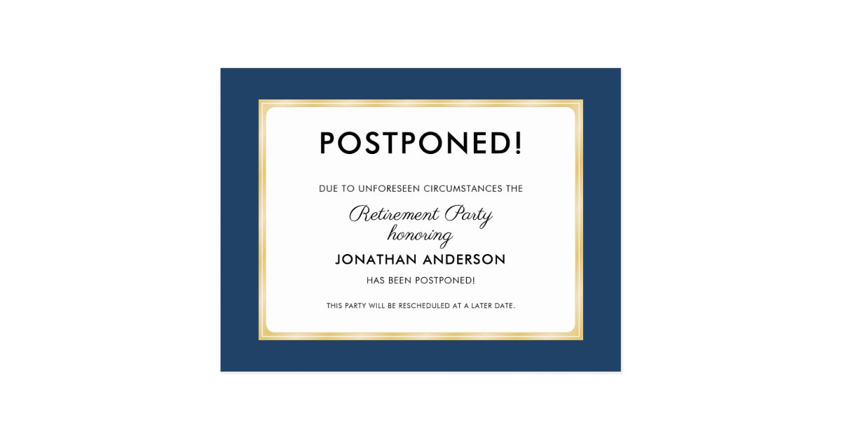 Retirement Party Postponed Postcard | Zazzle.com
