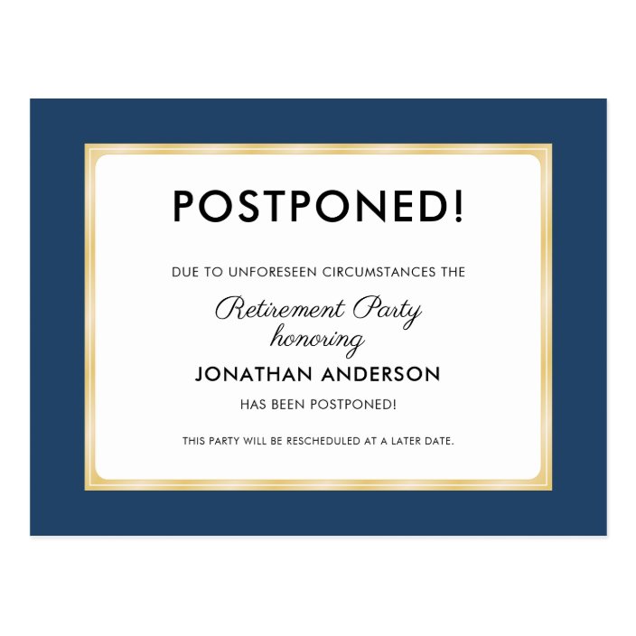 Retirement Party Postponed Postcard | Zazzle.com