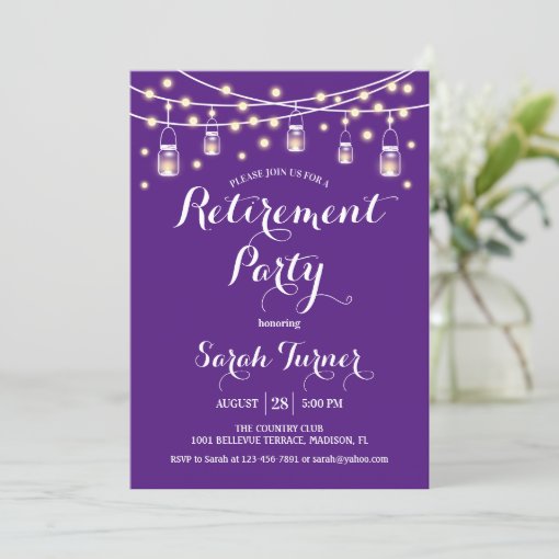 Retirement Party - Purple Invitation | Zazzle