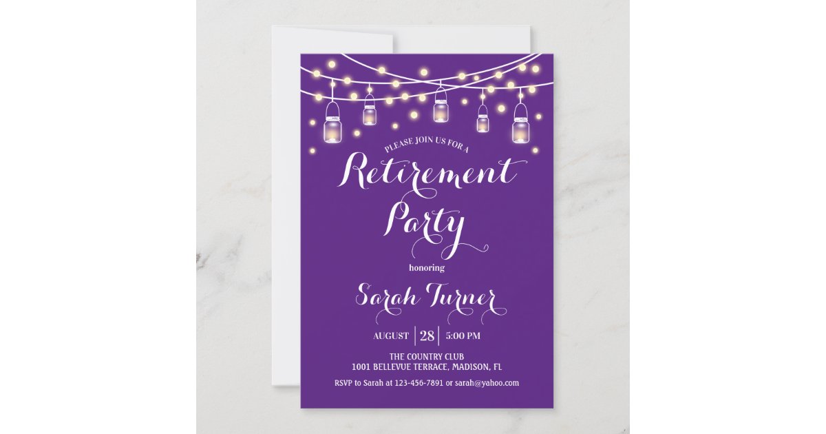 Retirement Party - Purple Invitation | Zazzle