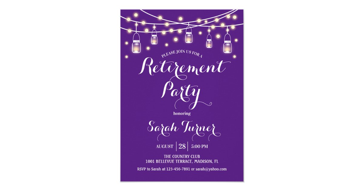 Retirement Party - Purple Invitation | Zazzle.com
