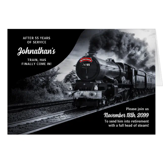 Retirement Party Railroad Train Theme 55 Years | Zazzle