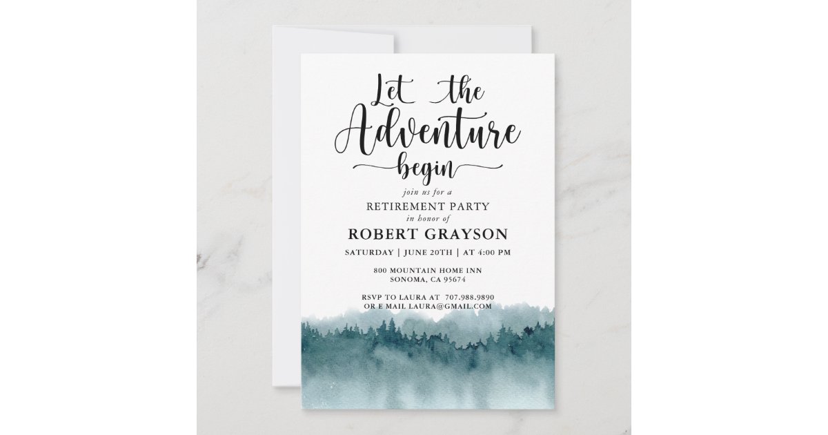 Retirement Party Rustic Forest Mountains Invitation | Zazzle