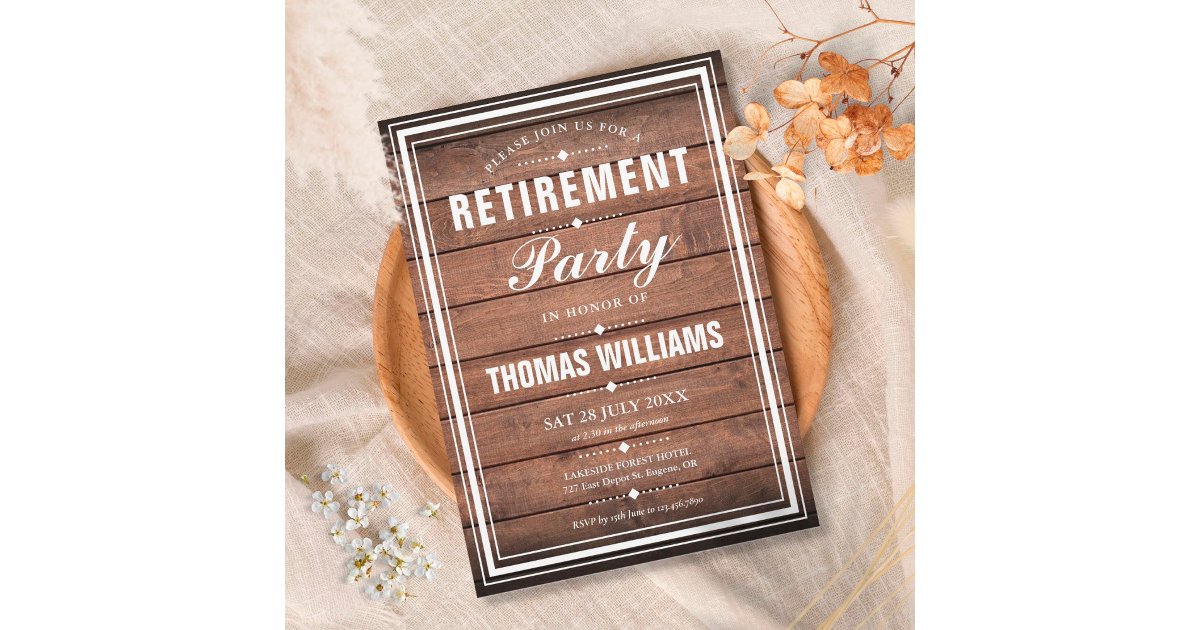Retirement Party Rustic Wood Panels Invitation | Zazzle