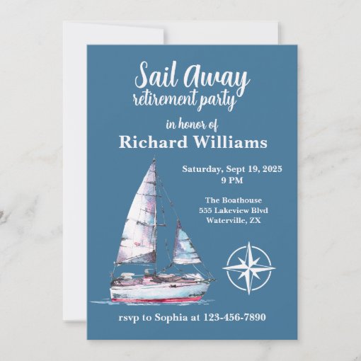 Retirement Party Sail Away Nautical Theme Invitation | Zazzle