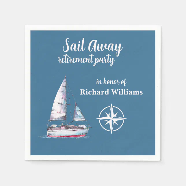 Retirement Party Sail Away Nautical Theme Napkins | Zazzle