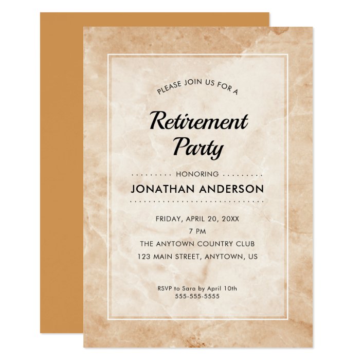 Retirement Party | Stylish Marble Background Invitation | Zazzle.com