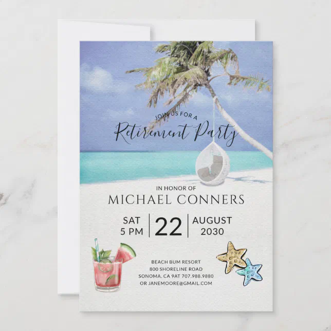 Retirement Party Tropical Beach Invitation | Zazzle