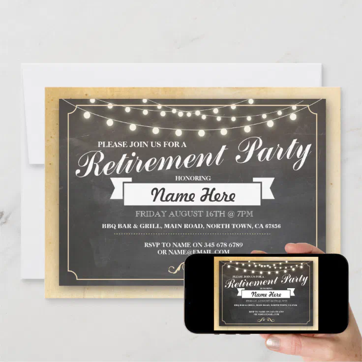 Retirement Party Vintage Retired Chalkboard Invite | Zazzle