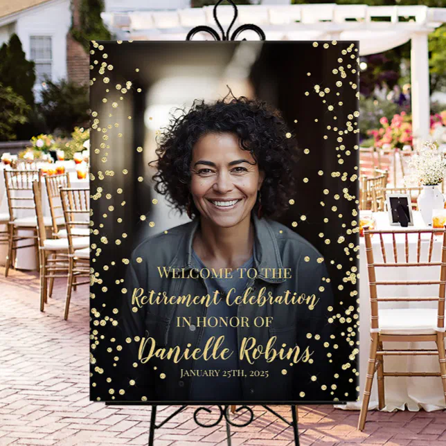 Retirement party welcome sign with photo | Zazzle