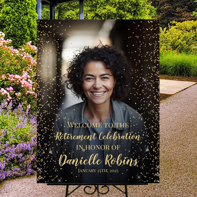 Retirement party welcome sign with photo | Zazzle