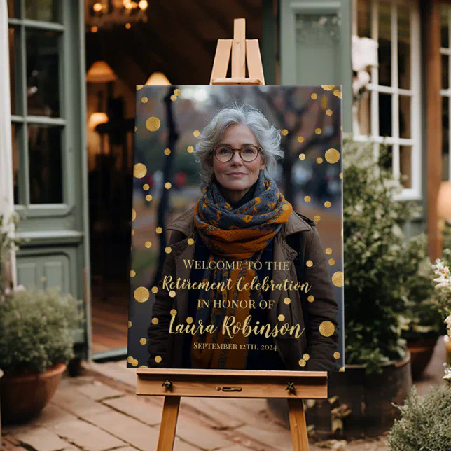 Retirement party welcome sign with photo | Zazzle